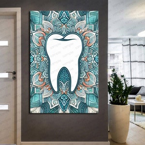 Asian Motif Background Tooth Dental Clinic Canvas Wall Art, Dentist ...