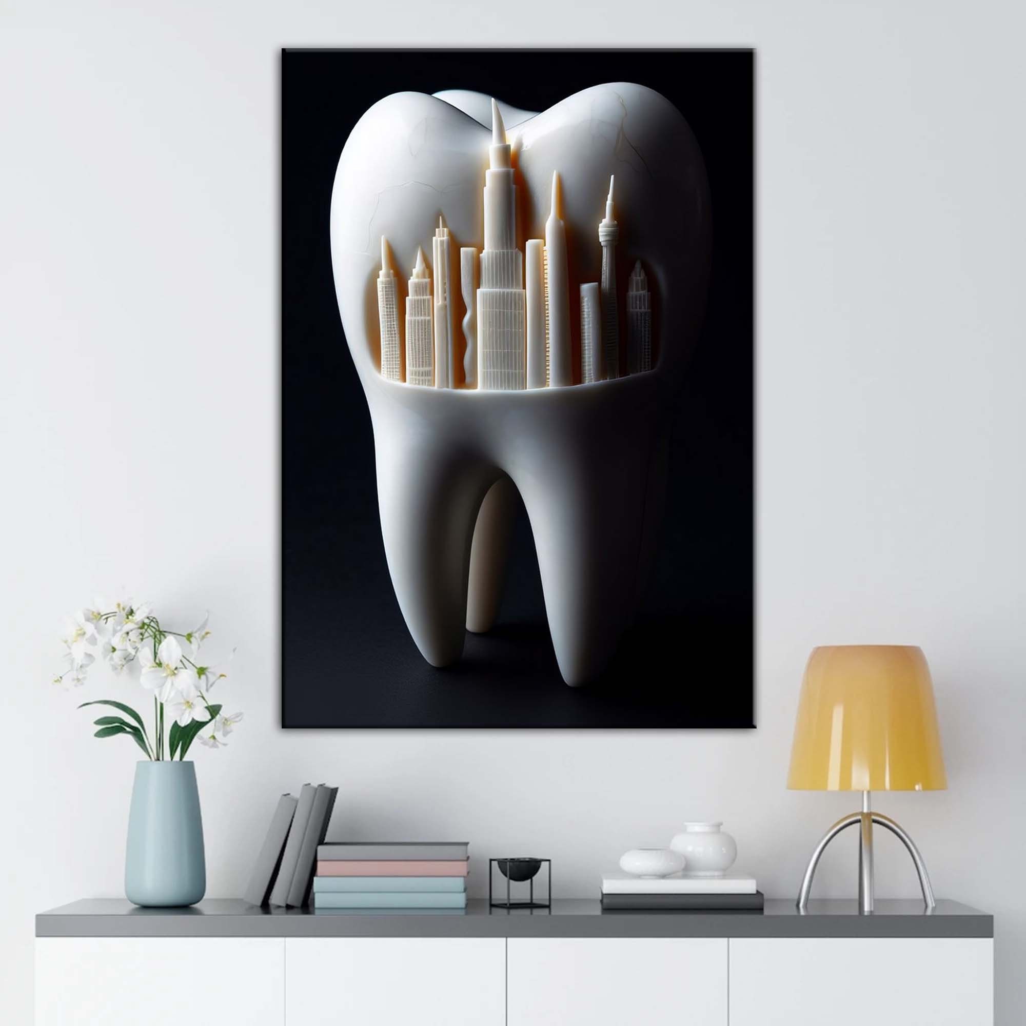 3D Towers Inside Molar Tooth Canvas Wall Art, Dentist Office Canvas ...