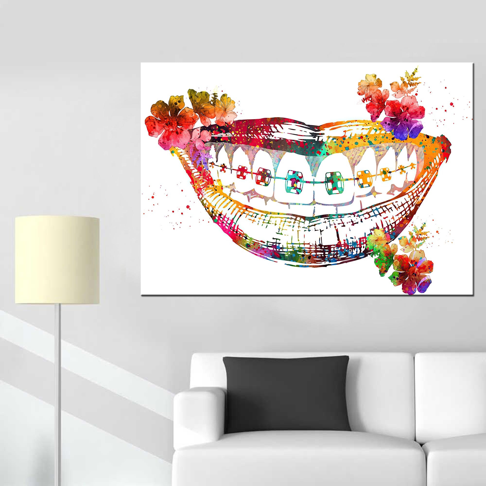 Dental Art, Dentist, Implant Tooth, Abstract, Colored Braces Canvas ...