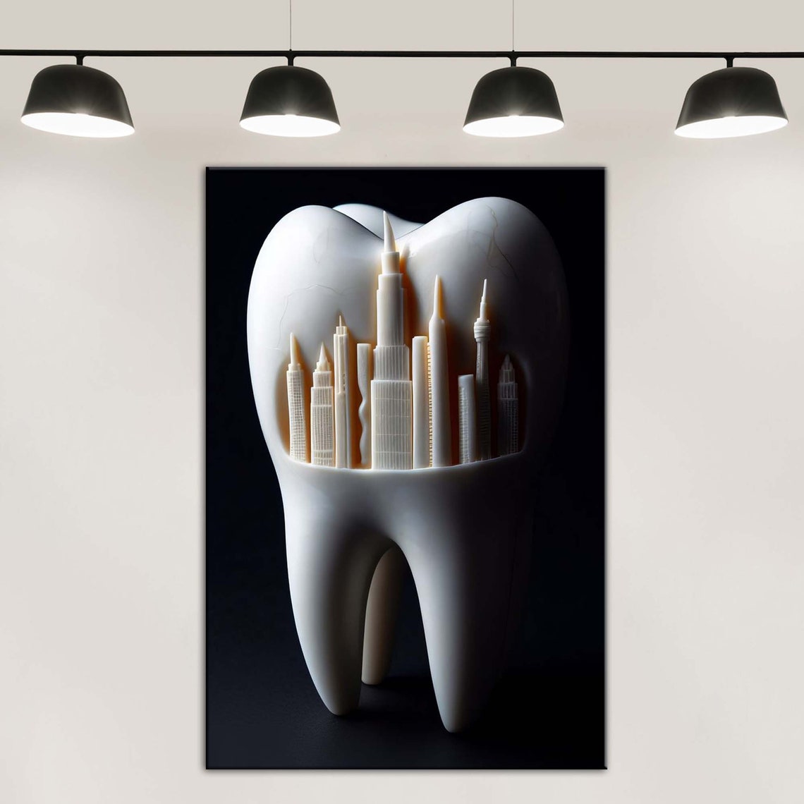 3D Towers Inside Molar Tooth Canvas Wall Art, Dentist Office Canvas ...