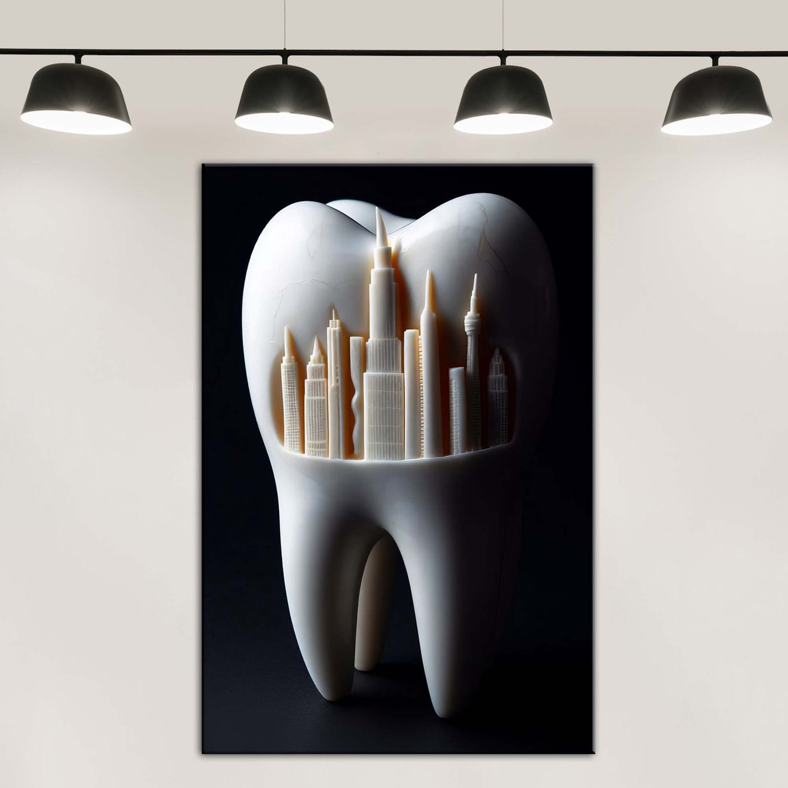 3D Towers Inside Molar Tooth Canvas Wall Art, Dentist Office Canvas ...