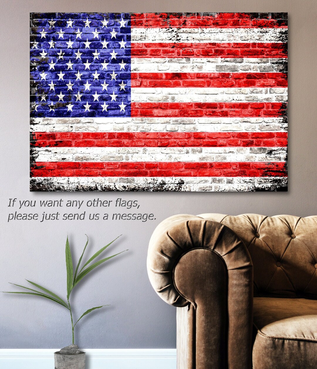 Stone Wall Pattern Country Flags, Editable Canvas Wall Art - Etsy
