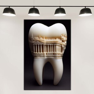 Roma Emboriered Inside Molar White Tooth Canvas Wall Art,dentist Office ...
