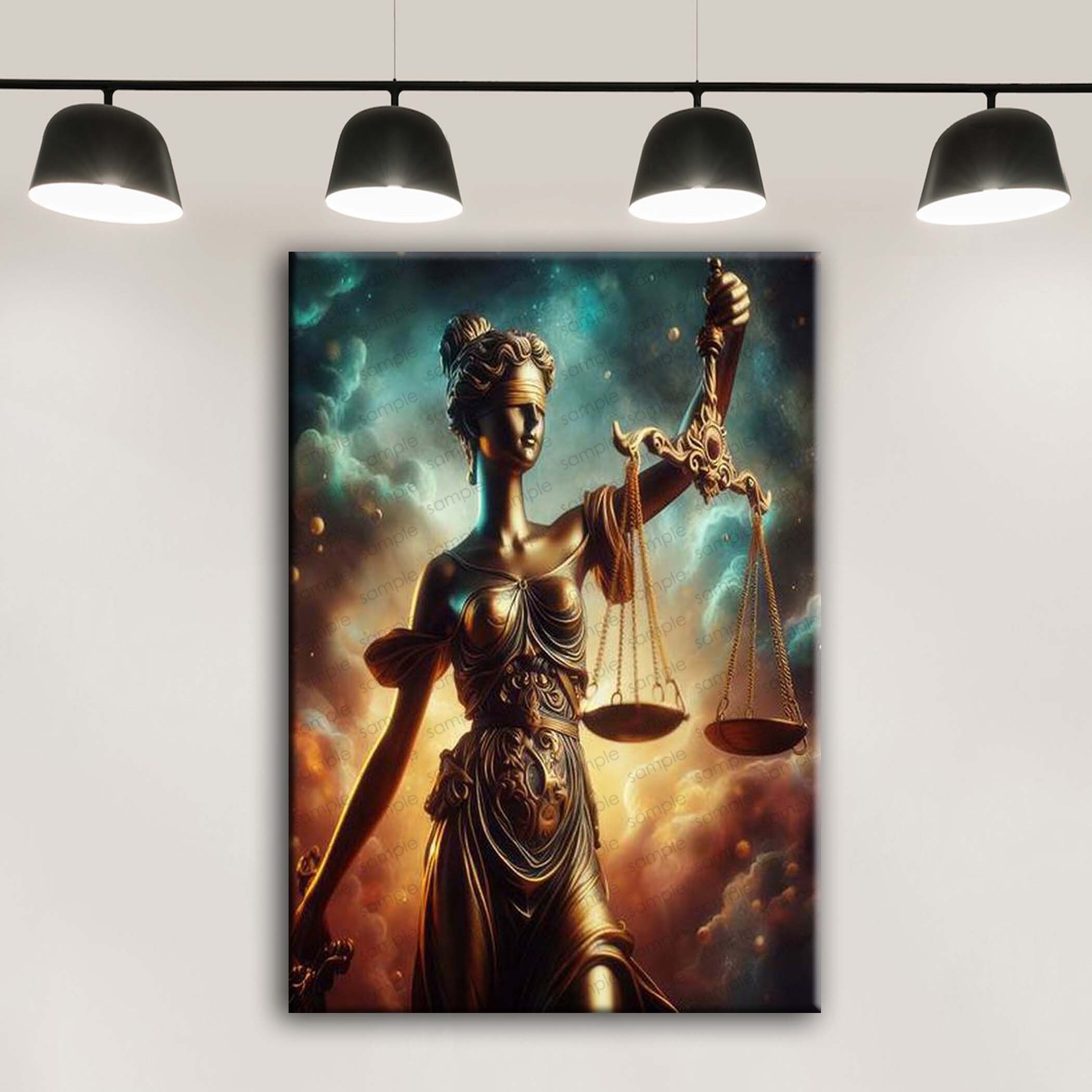 Abstract Themis Canvas Wall Art, One Hand Sword Justice Lady Themis Art ...