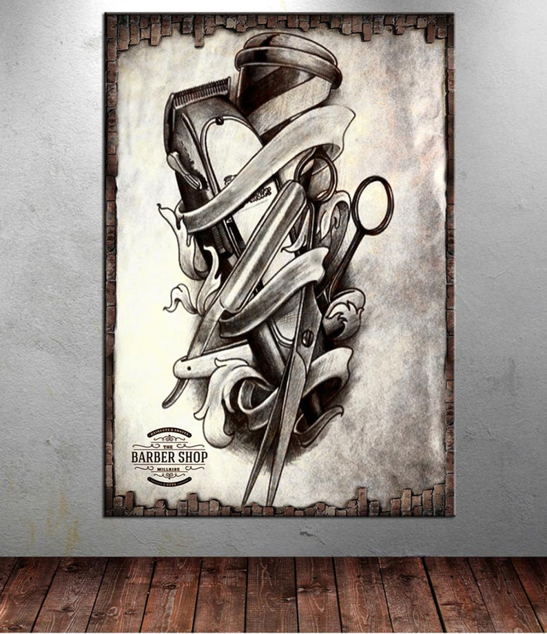 Coupe de cheveux et rasage de salon de coiffure, outils de barbier ...