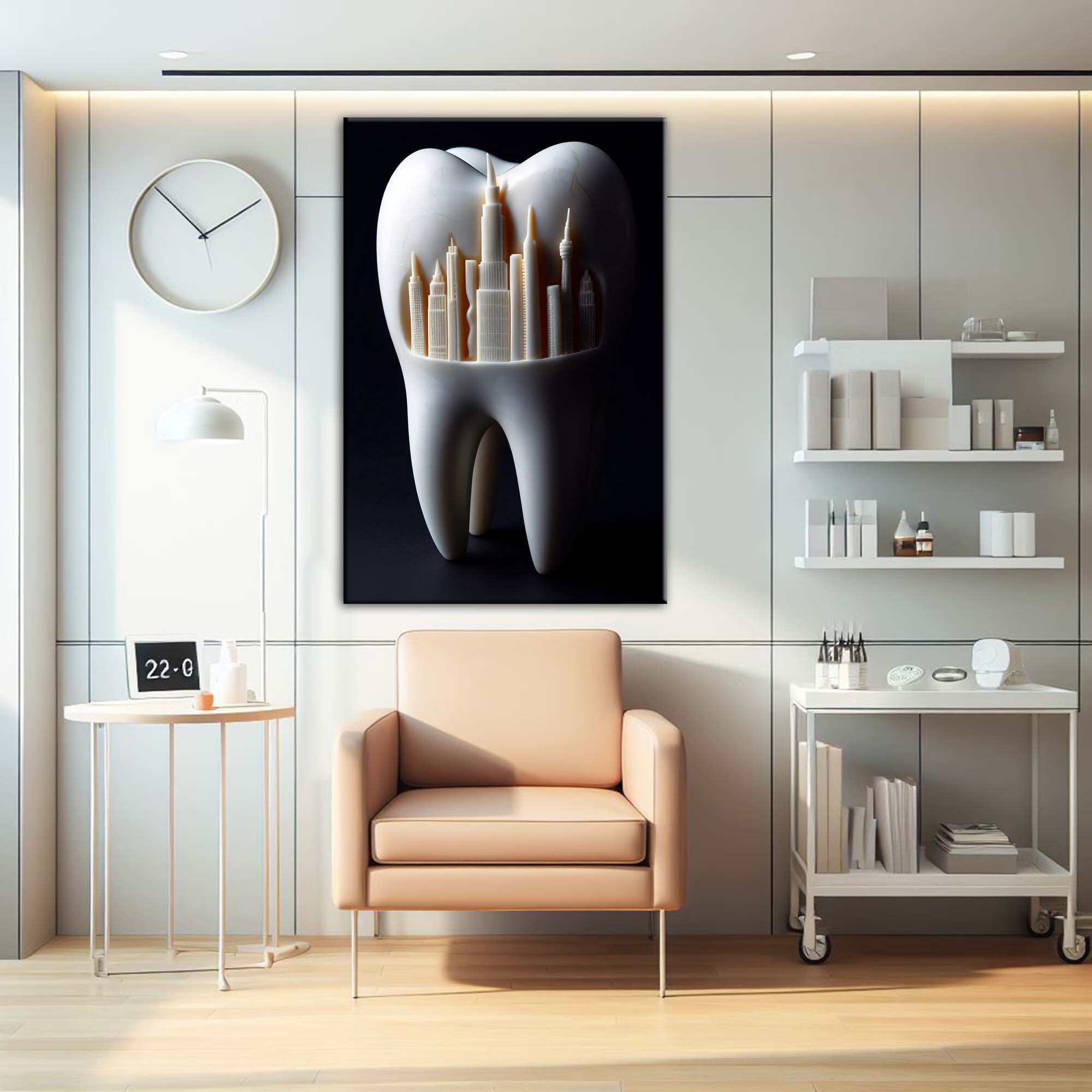 3D Towers Inside Molar Tooth Canvas Wall Art, Dentist Office Canvas ...