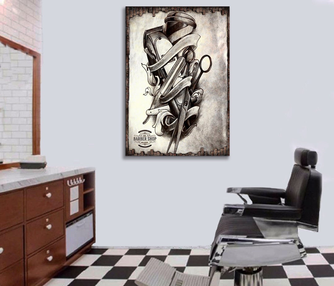 Coupe de cheveux et rasage de salon de coiffure, outils de barbier ...