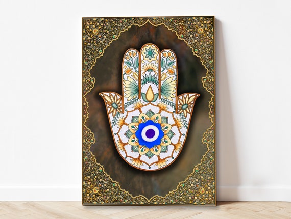 Hand Of Fatima Art Hamsa Fatima Hand Religious Talisman Colored Sign