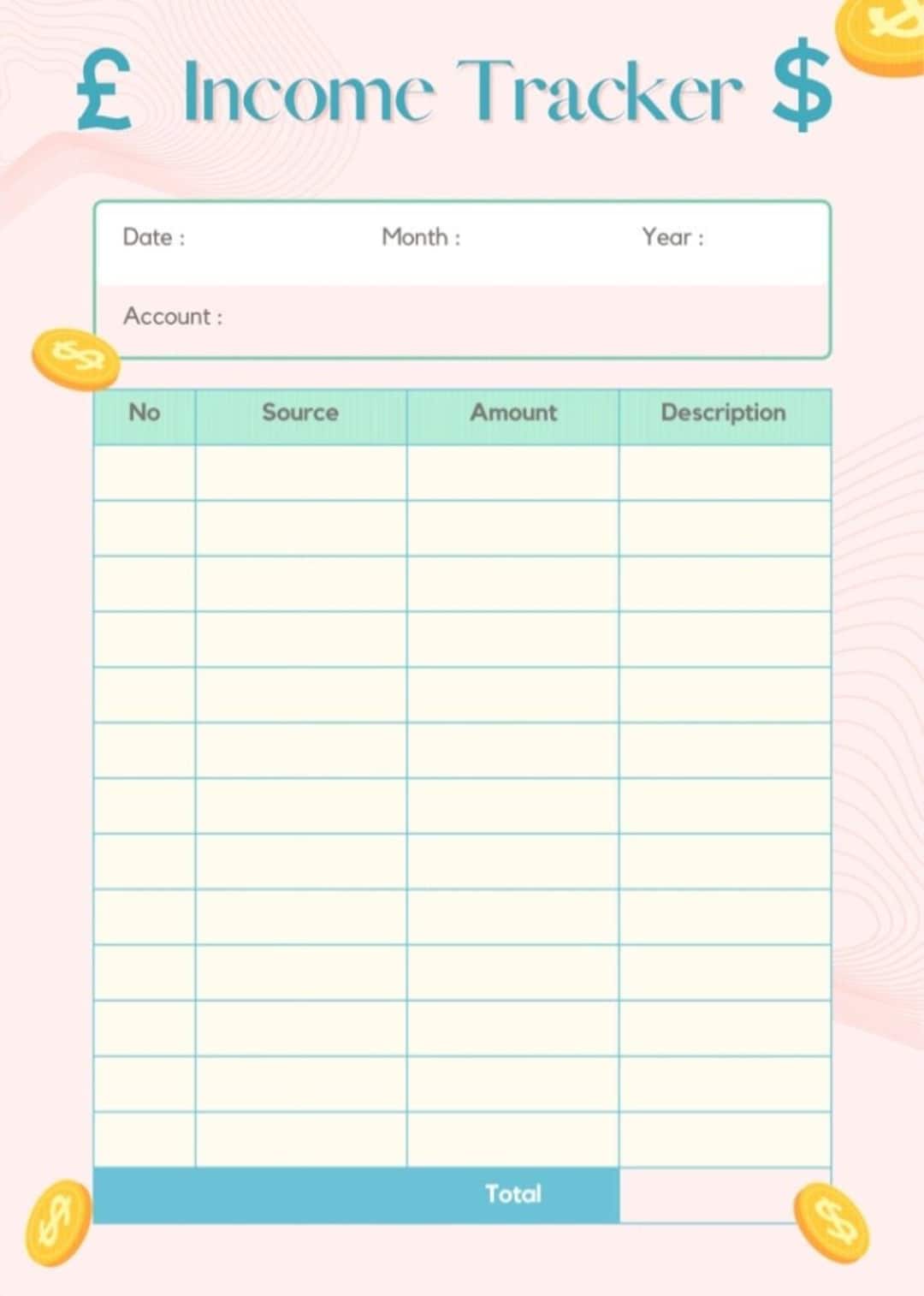 Beginner Friendly Income Tracker, Small Business Income Tracker ...