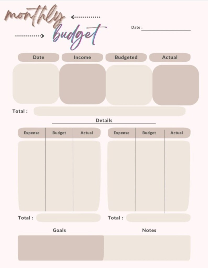 Monthly Budget Planner, Budget, Digital Download, Printable Budget ...