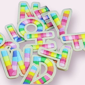Rainbow Chenille Letters Self-adhesive Colorful Patch Letter Sticker ...