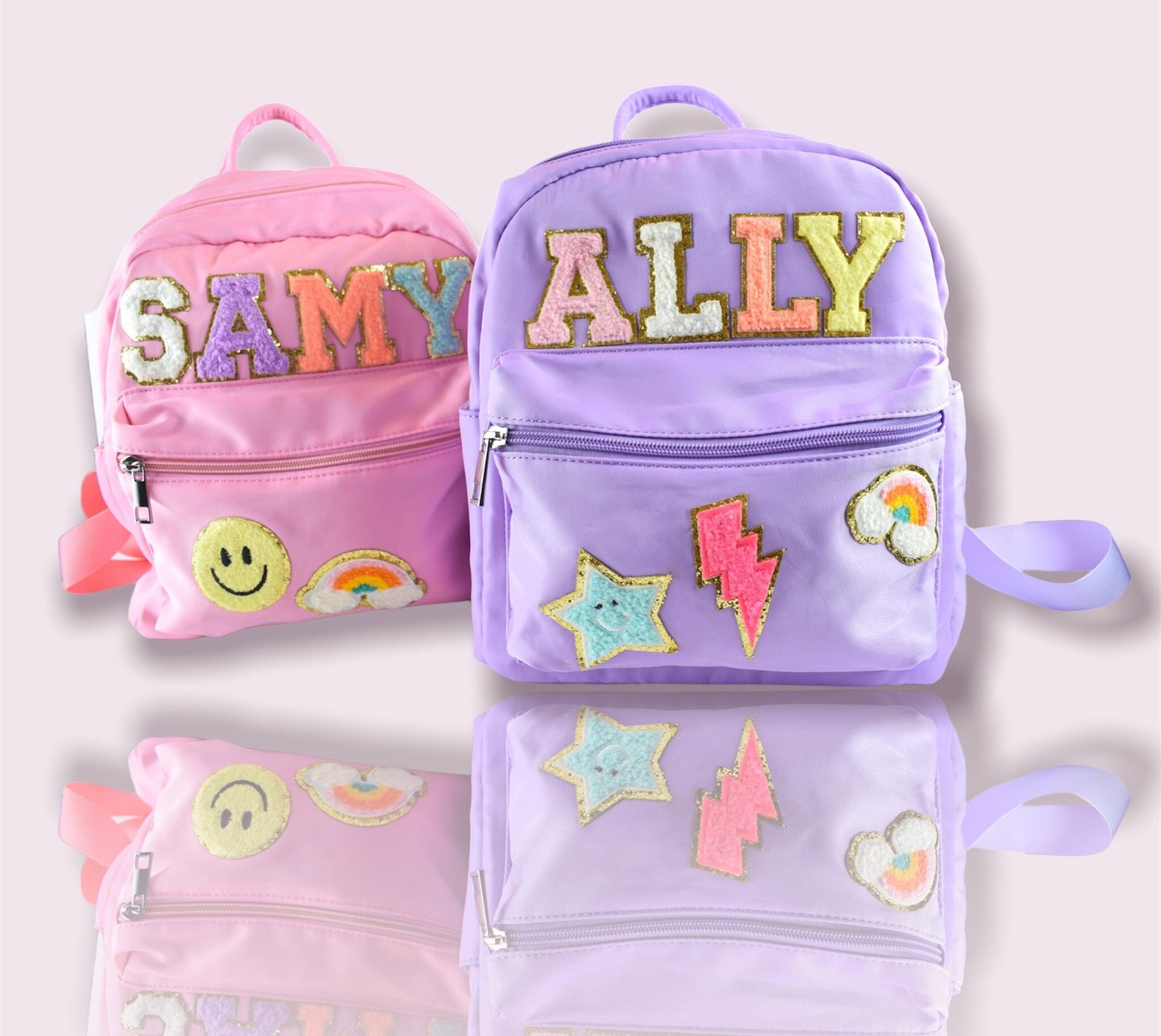 Custom Nylon Mini Backpack With Chenille Letters Personalized Backpack ...