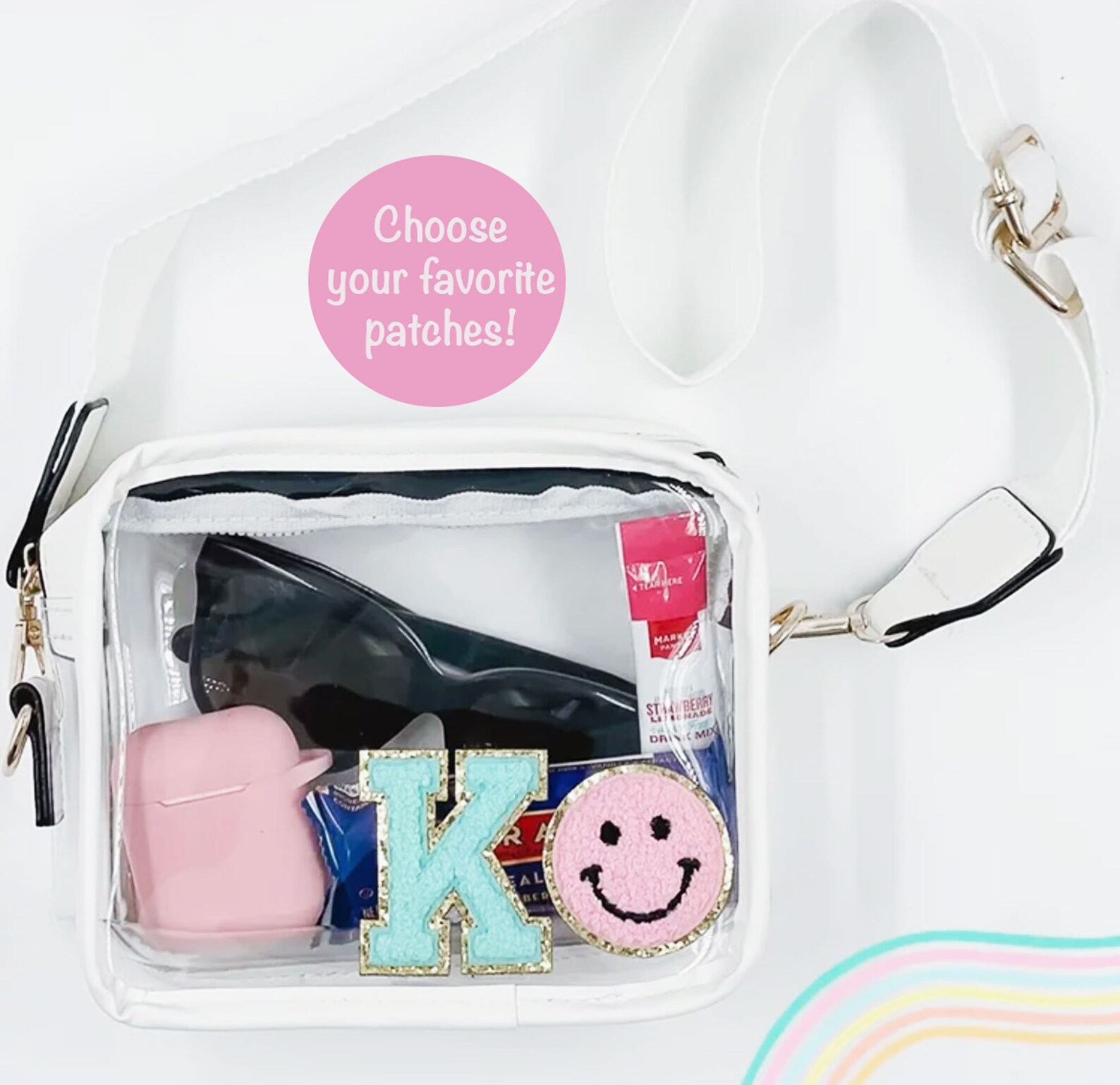 Clear Stadium Bag Concert Custom Clear Crossbody With Patches Wide ...