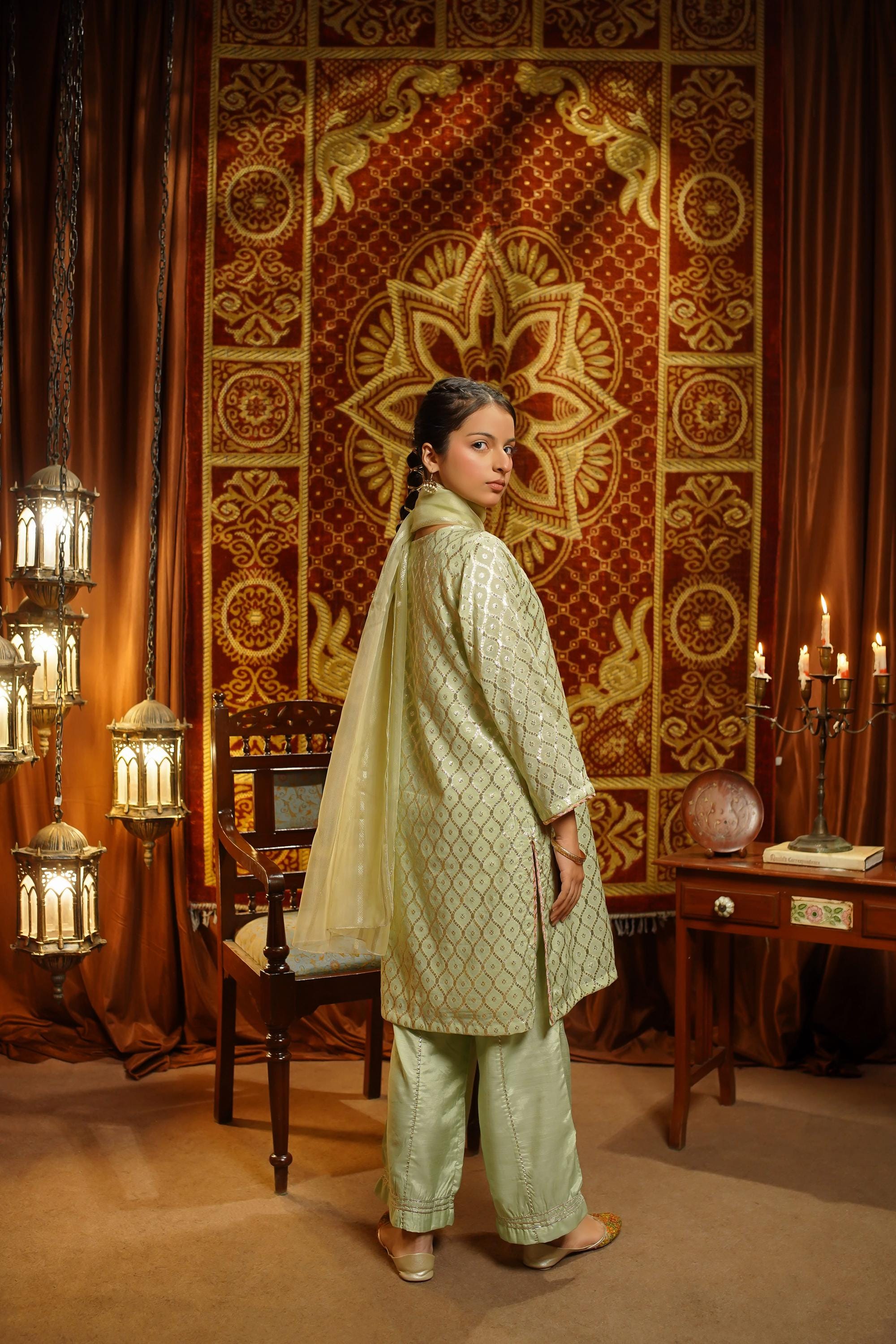 Viscose Jacquard Hand Adda Work 3 Pc Suit - Etsy