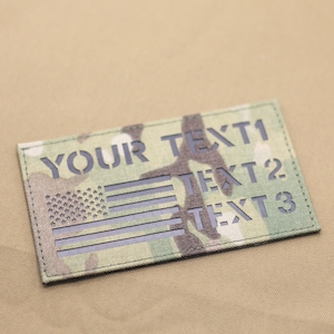 US Flag With Three Text Lines Custom Your Own Text Lasercut Patch Customized IR Combat ID Patch ...