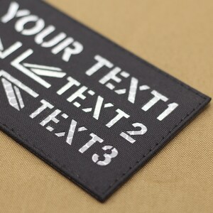 Union Jack Flag With Three Text Lines Custom Your Own Text Lasercut Patch Customized IR Combat ...
