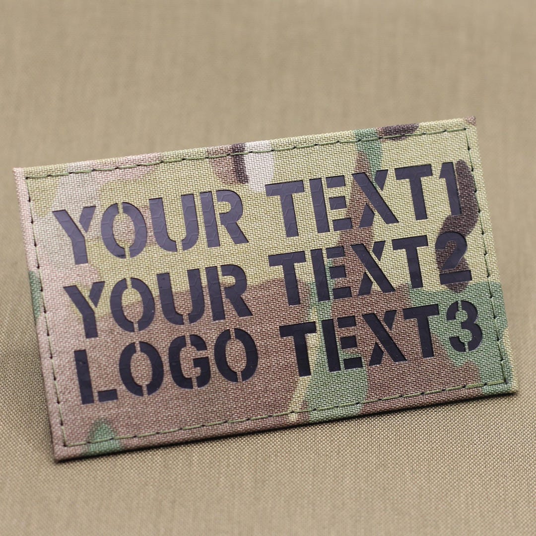 LOGO With Three Text Lines Custom Your Own Pattern Lasercut Patch Customized IR Combat ID Patch ...