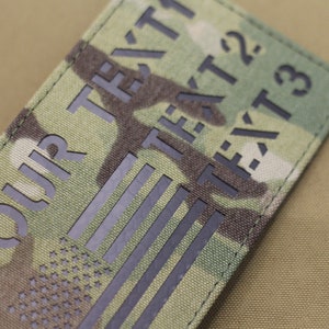 US Flag With Three Text Lines Custom Your Own Text Lasercut Patch Customized IR Combat ID Patch ...