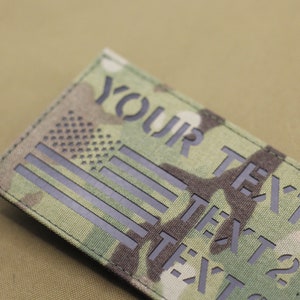US Flag With Three Text Lines Custom Your Own Text Lasercut Patch Customized IR Combat ID Patch ...