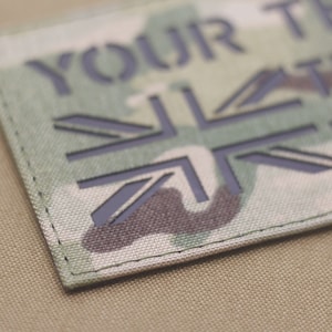Union Jack Flag With Three Text Lines Custom Your Own Text Lasercut Patch Customized IR Combat ...