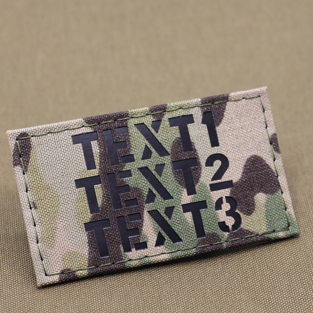 2x3.5inch With Three Text Lines Custom Your Own Text Lasercut Patch Customized IR Combat ID ...