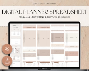 Digital Planner Spreadsheet Google Sheets Daily to Do List - Etsy
