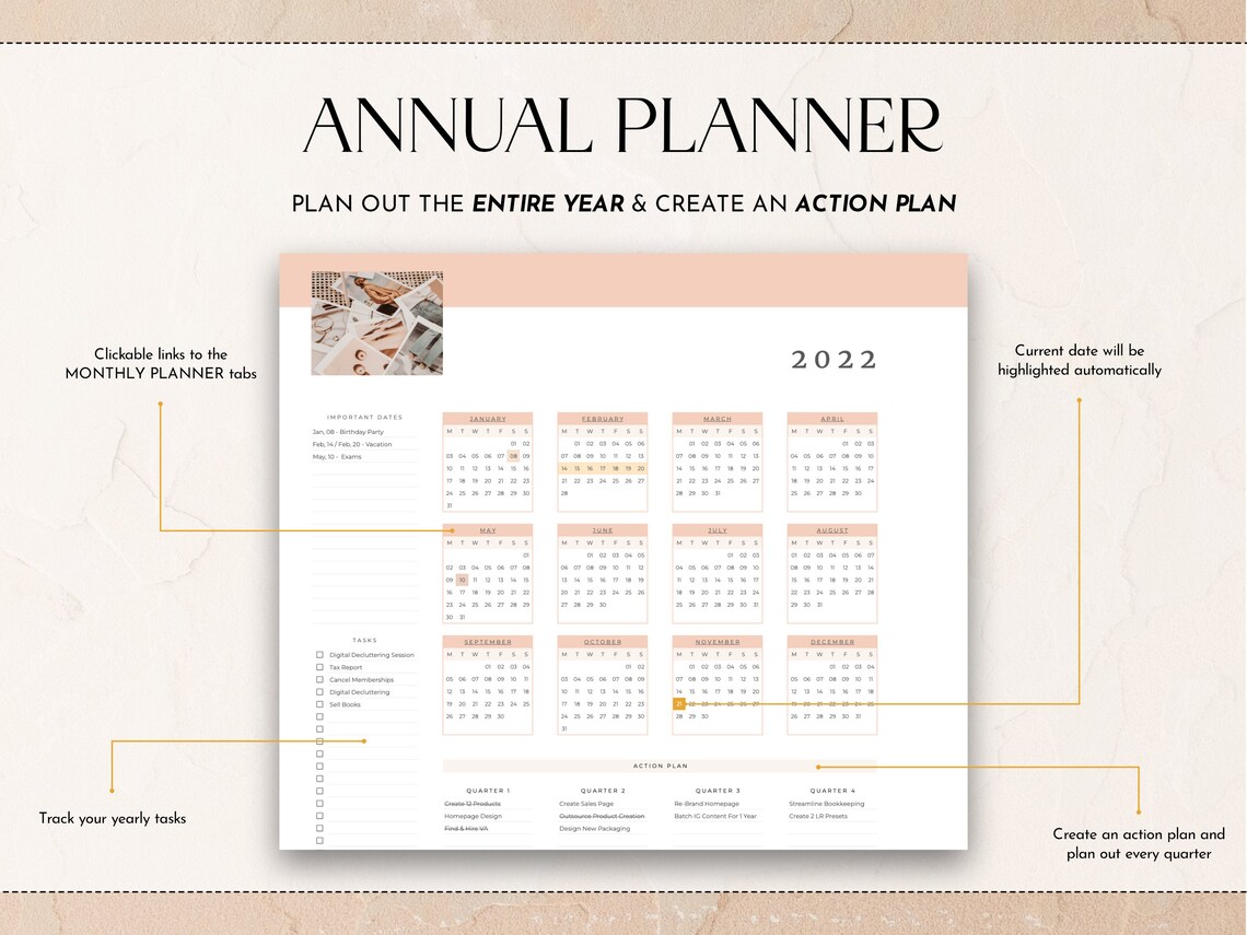 Spreadsheet Planner Google Sheets Digital Planner Annual - Etsy