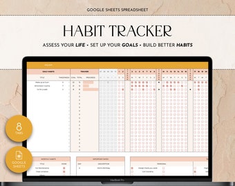 EDITABLE HABIT TRACKER Google Sheets Template Spreadsheet - Etsy