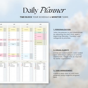 Daily Weekly Monthly Spreadsheet Planner, Google Sheets Digital Planner ...