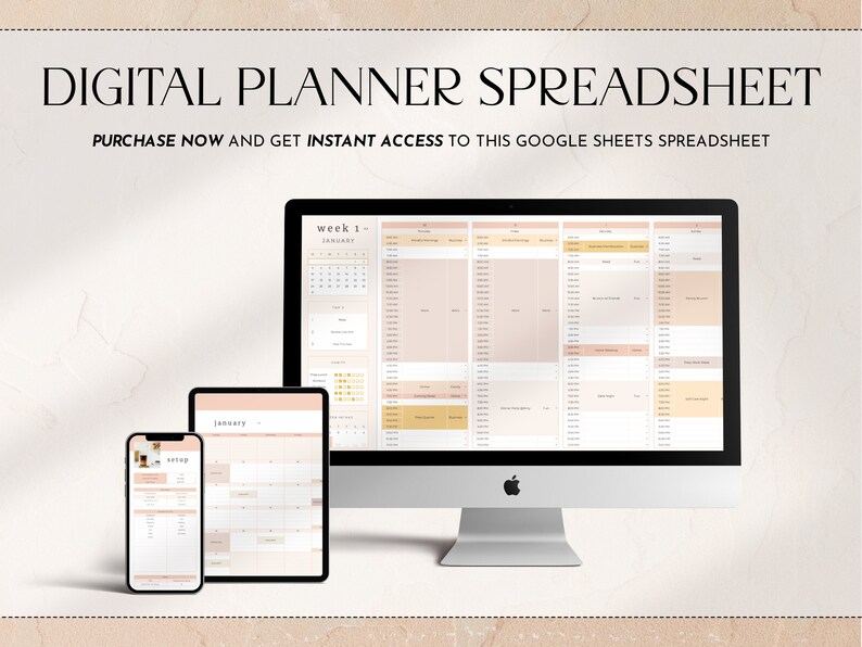 Spreadsheet Planner Google Sheets Digital Planner Annual - Etsy