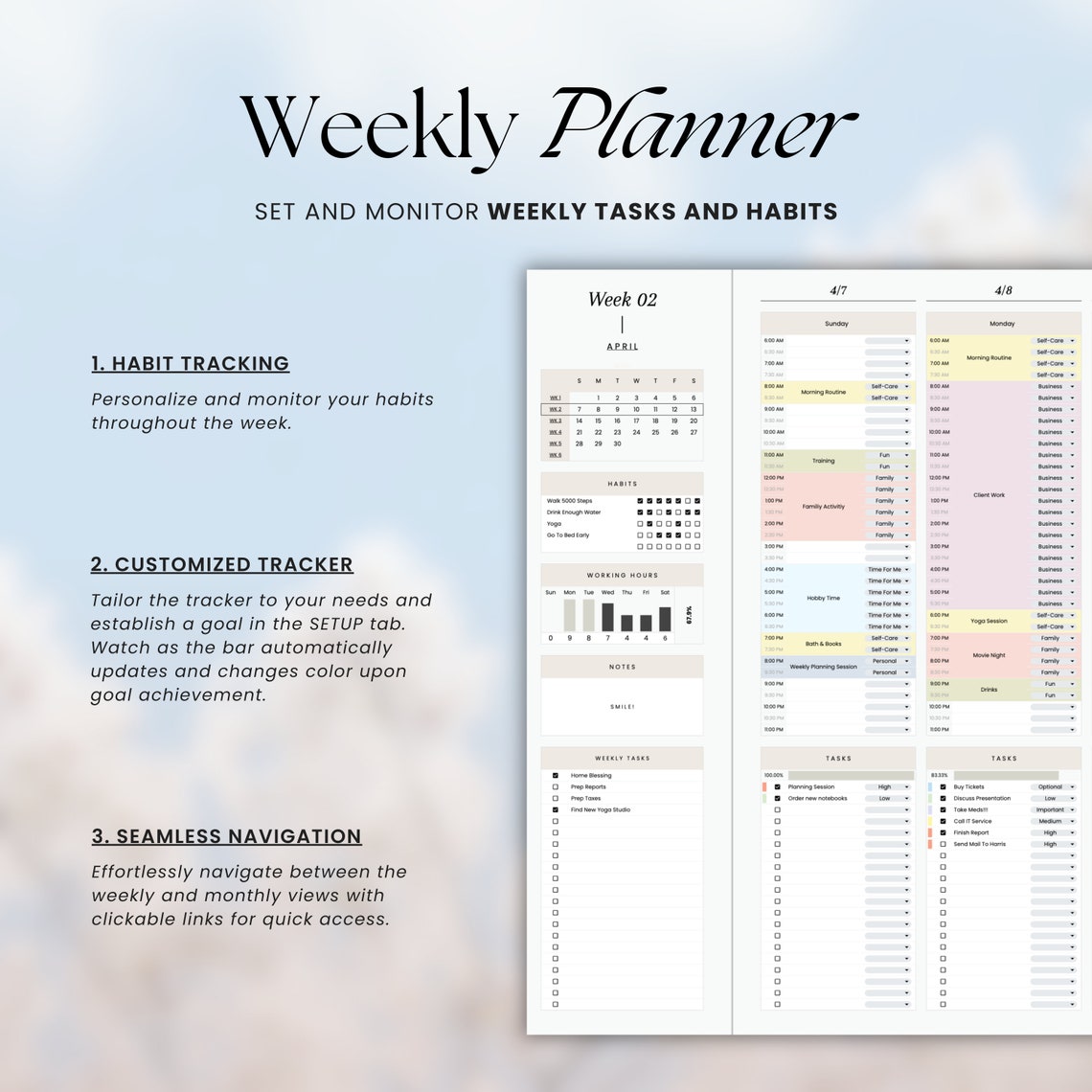 Daily Schedule Google Sheets Spreadsheet Planner, to Do List ...