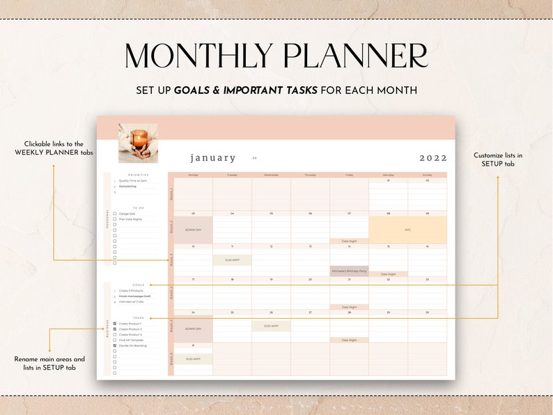 Spreadsheet Planner Google Sheets Digital Planner Annual - Etsy