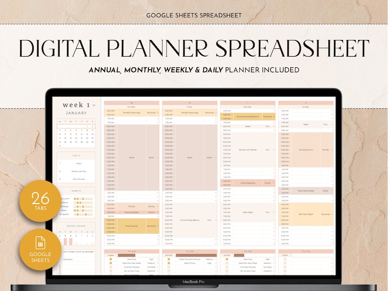 Spreadsheet Planner Google Sheets Digital Planner Annual - Etsy