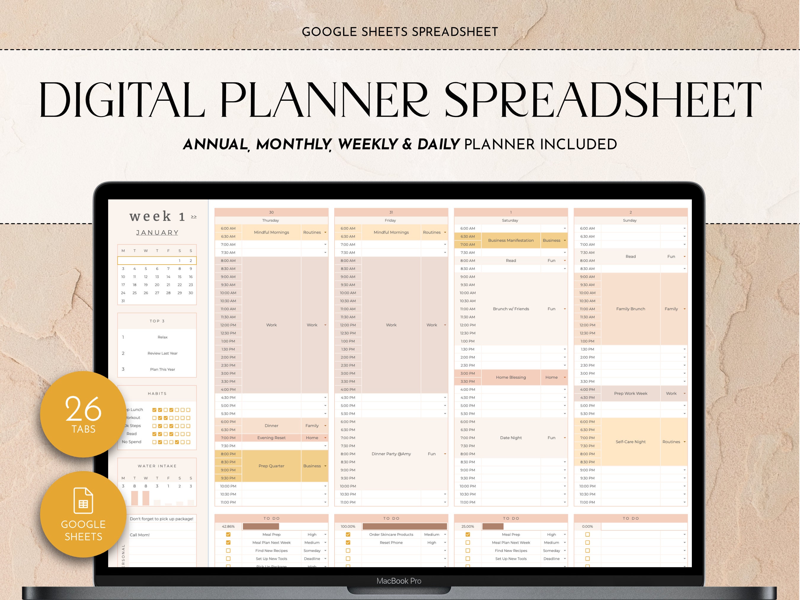 Spreadsheet Planner Google Sheets Digital Planner Annual - Etsy UK