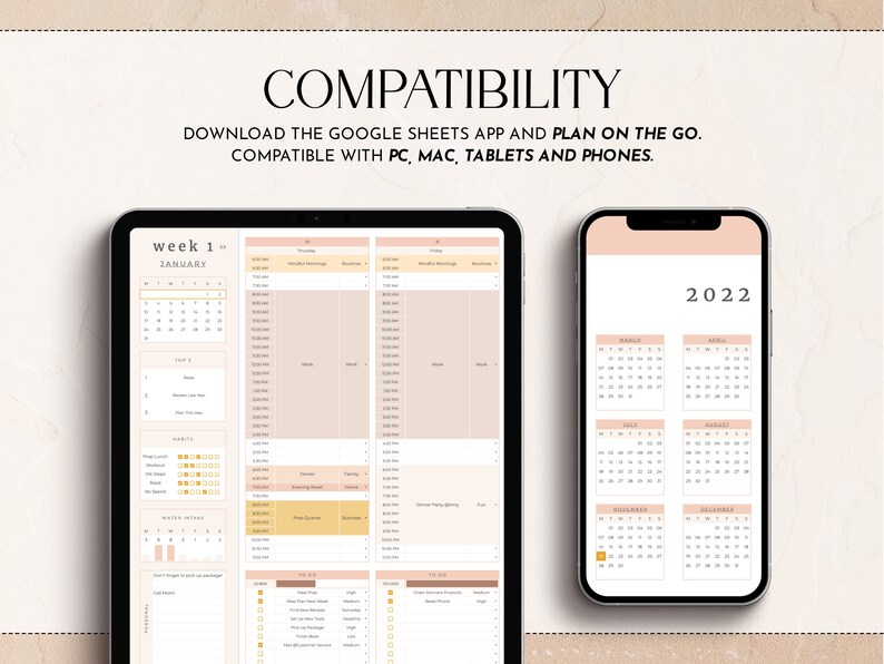 Spreadsheet Planner Google Sheets Digital Planner Annual - Etsy