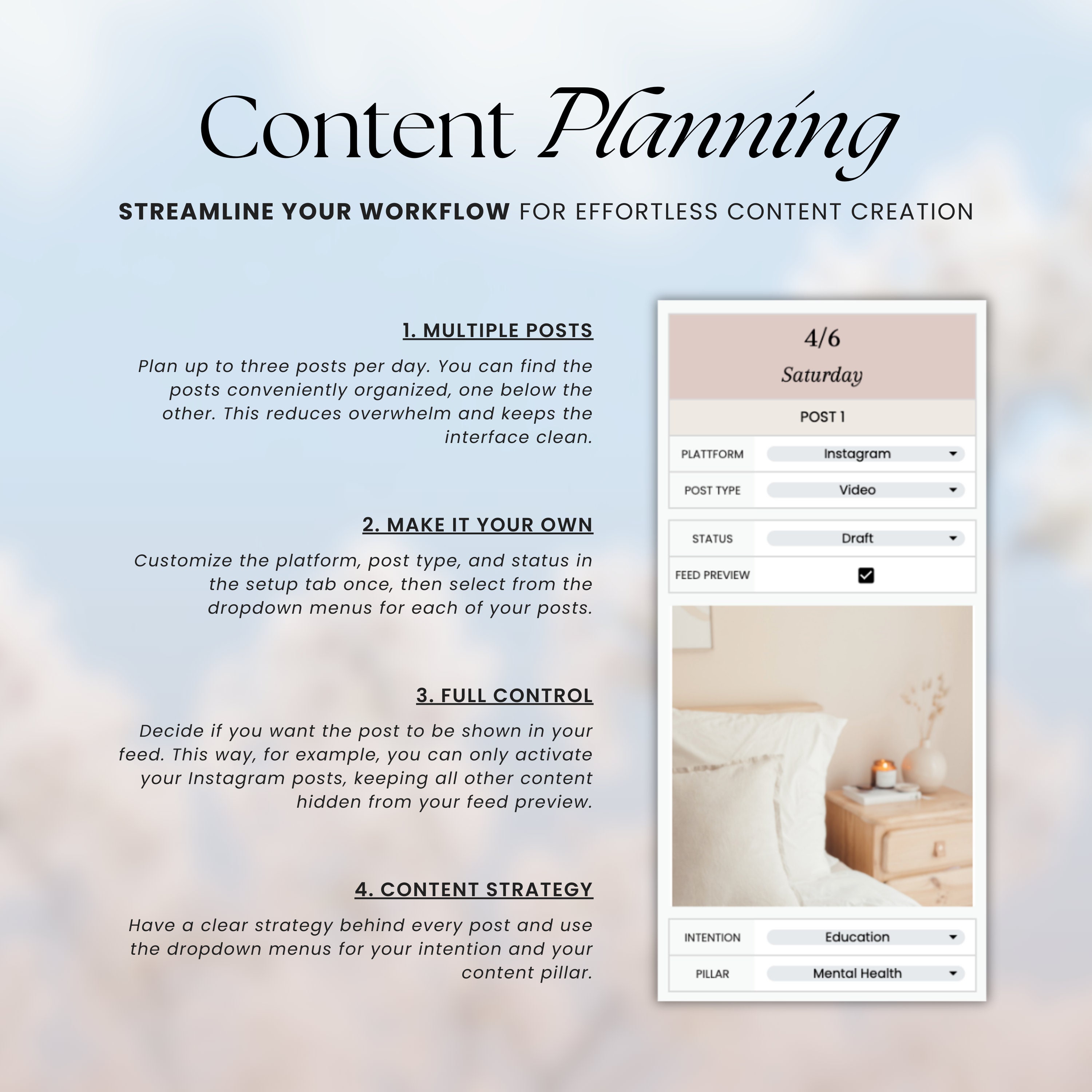 Content Planner Spreadsheet, Google Sheets Template, Social Media ...
