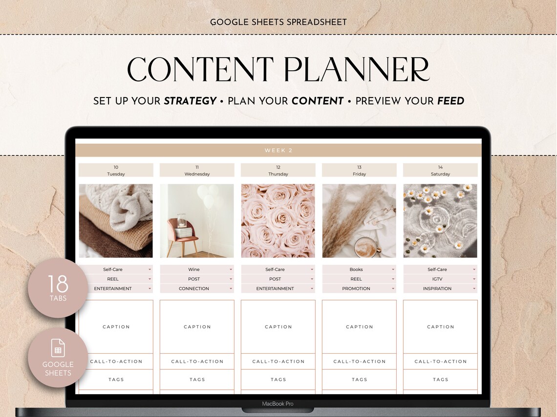 Content Calendar & Planner Spreadsheet Monthly Digital - Etsy