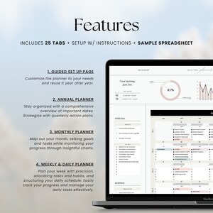 Daily Weekly Monthly Spreadsheet Planner, Google Sheets Digital Planner ...