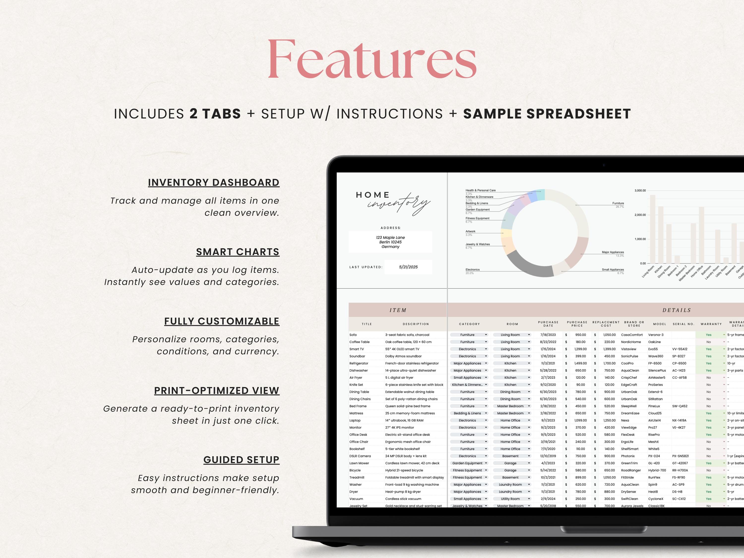 Home Inventory Tracker Spreadsheet Insurance, Google Sheets Inventory ...