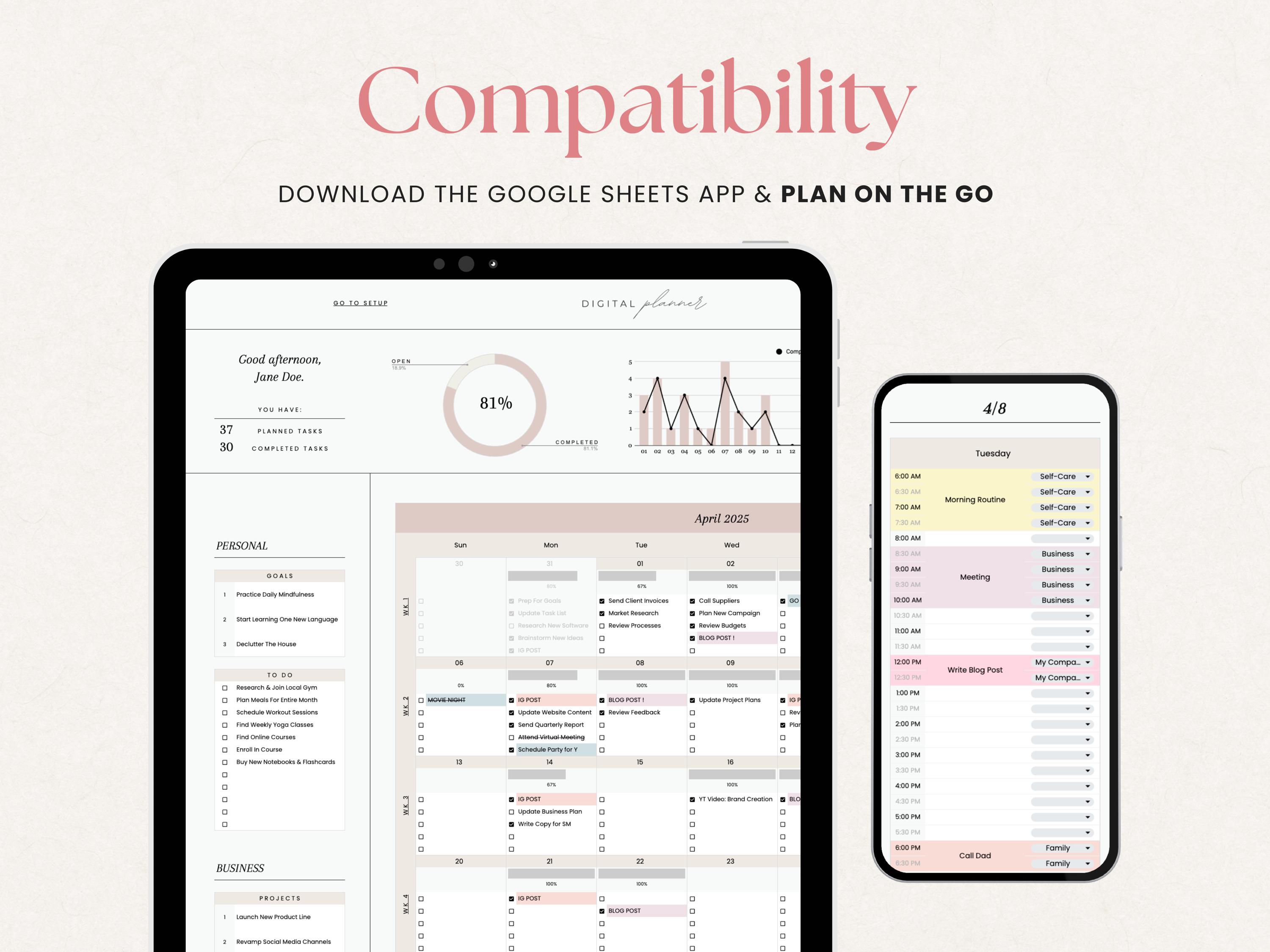 Spreadsheet Planner | Google Sheets Digital Planner | Annual Planner ...
