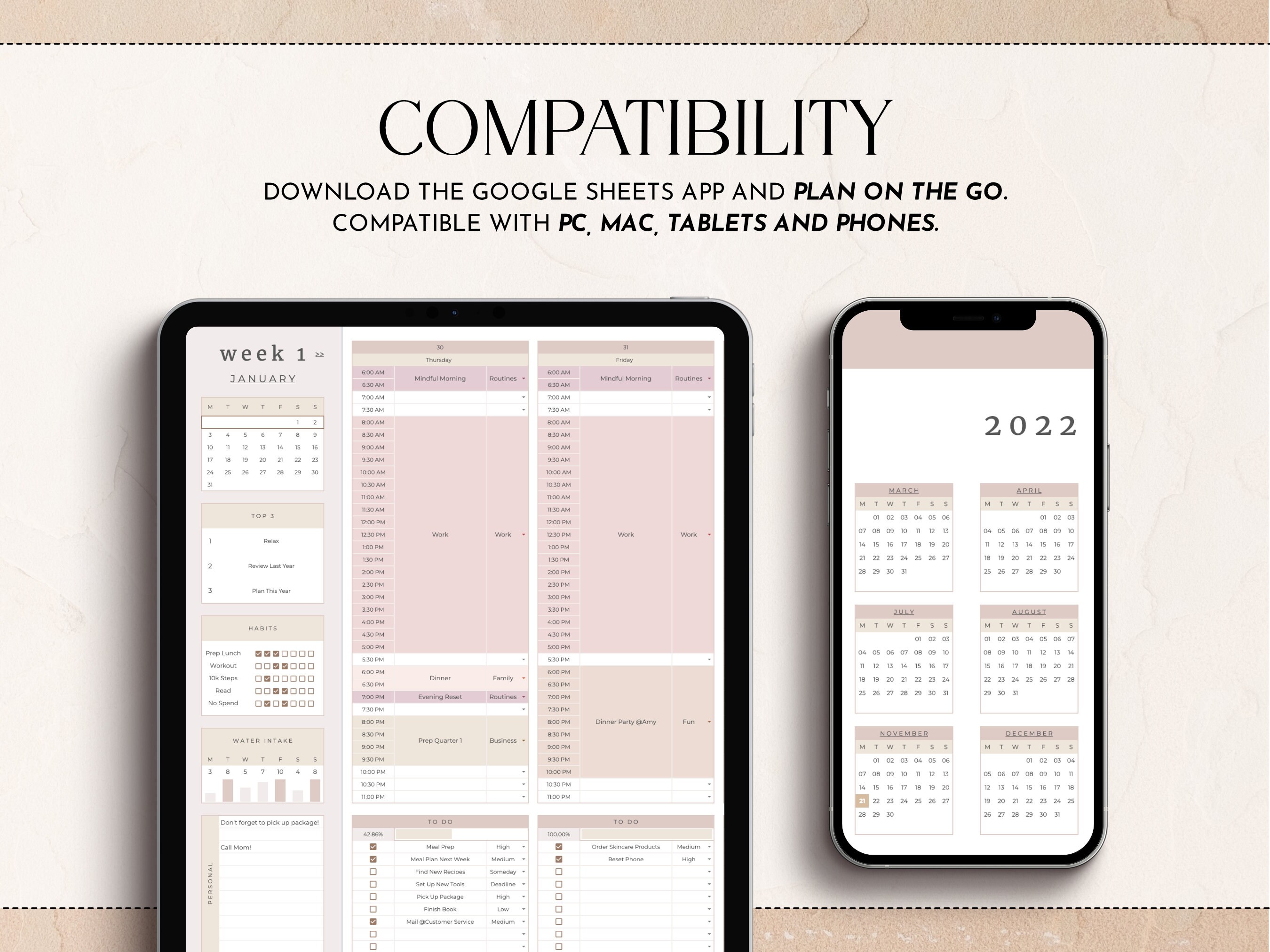 Daily Schedule Google Sheets Spreadsheet Planner to Do - Etsy