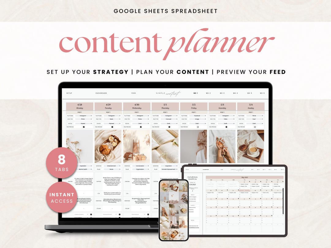 Social Media Content Planner: Google Sheets Spreadsheet (instant Access ...