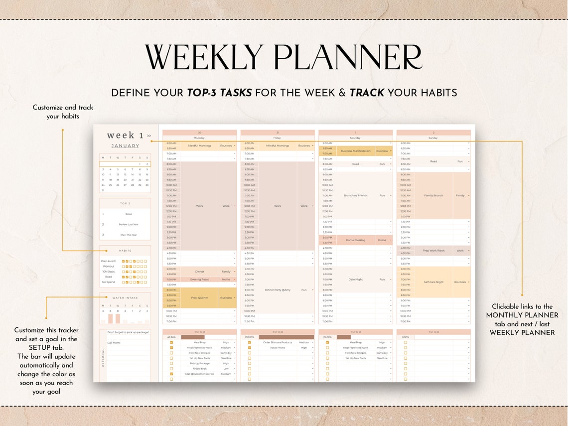 Spreadsheet Planner Google Sheets Digital Planner Annual - Etsy