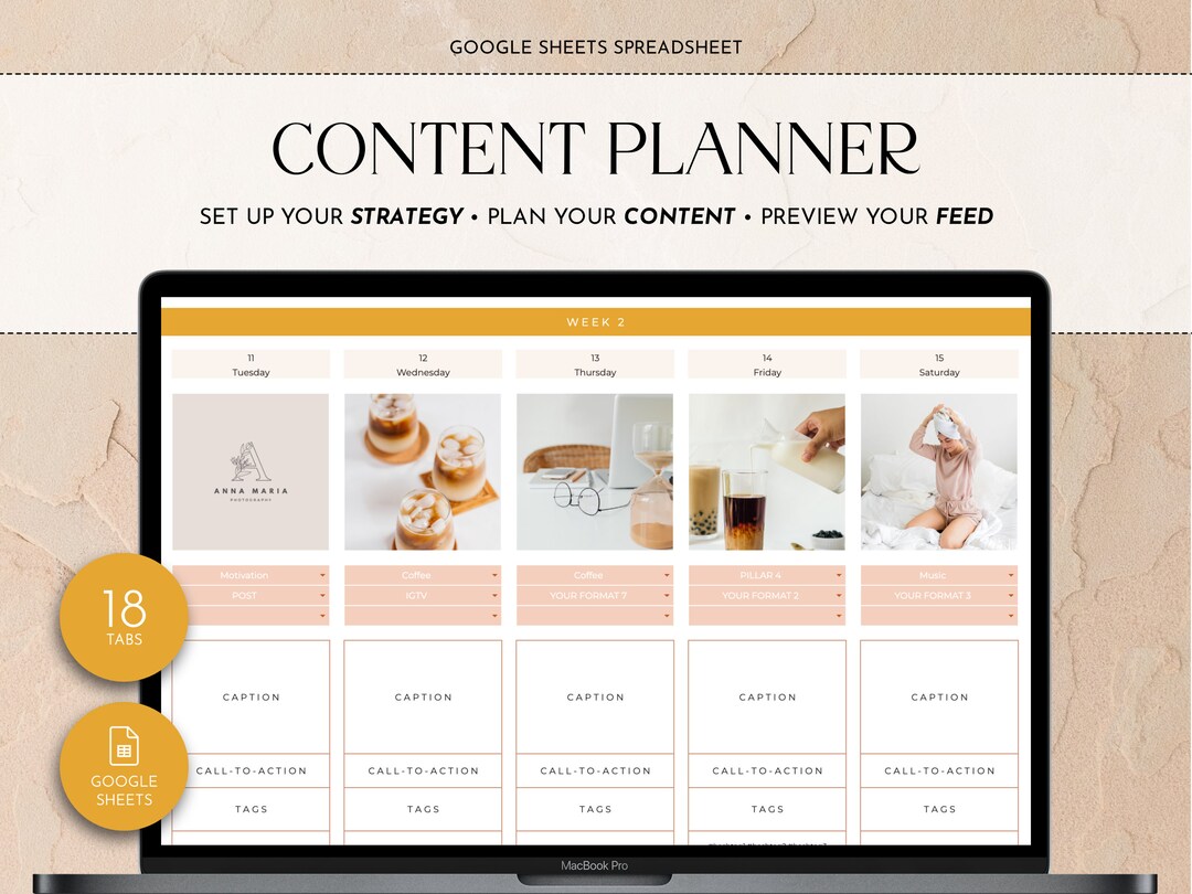 Content Planner Spreadsheet | Google Sheets Template | Social Media ...