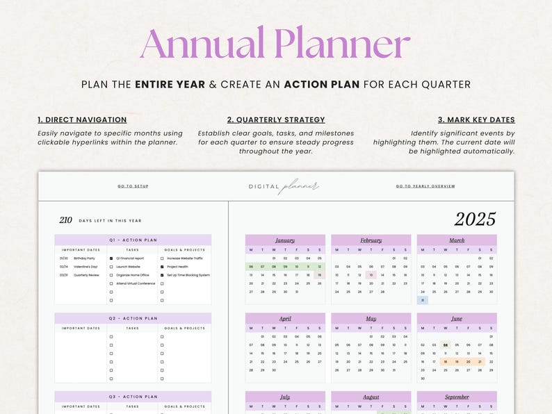 Daily Weekly Monthly Spreadsheet Planner, Google Sheets Digital Planner ...