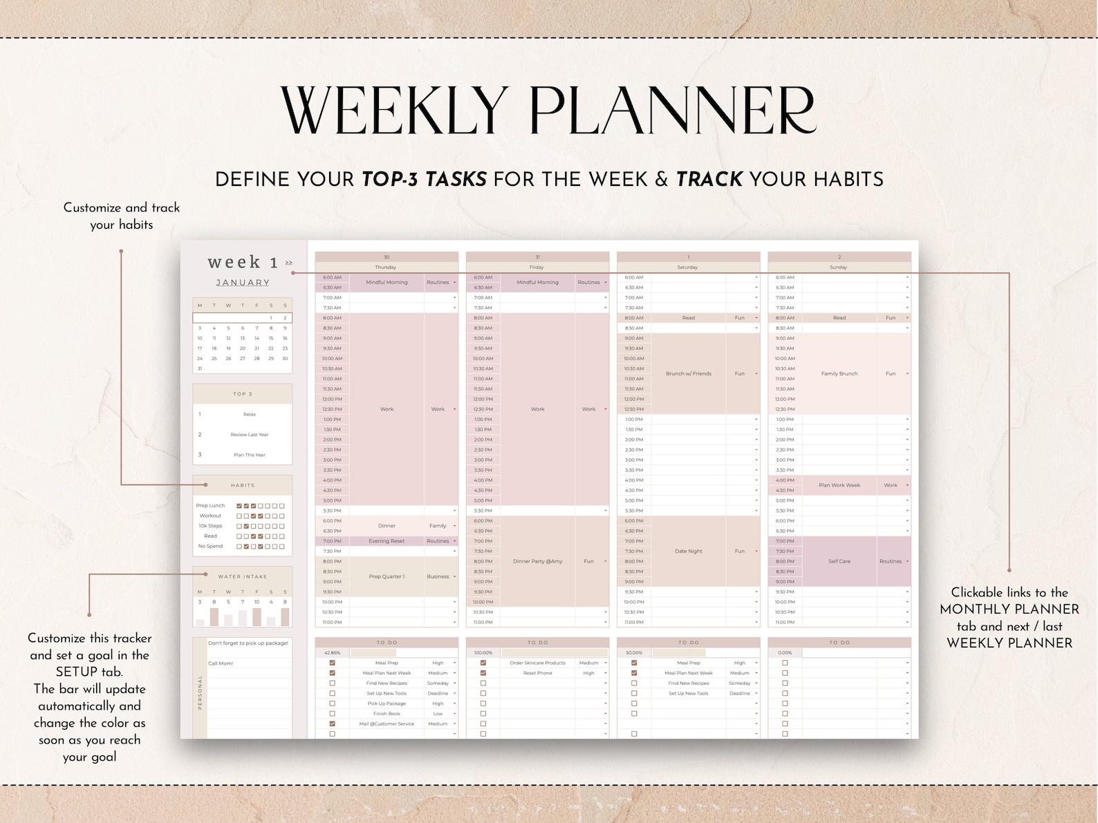 Daily Schedule Google Sheets Spreadsheet Planner to Do - Etsy