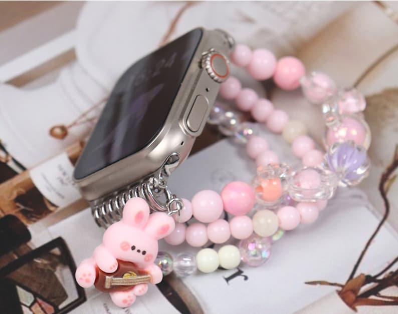 Bunny Beaded Apple Watch Band, Cute Apple Watch Band, Iwatch Series ...