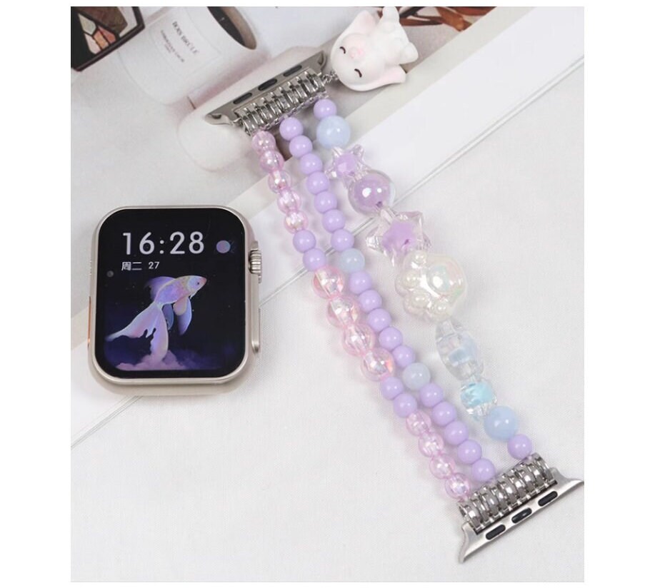 Bunny Beaded Apple Watch Band, Cute Apple Watch Band, Iwatch Series ...