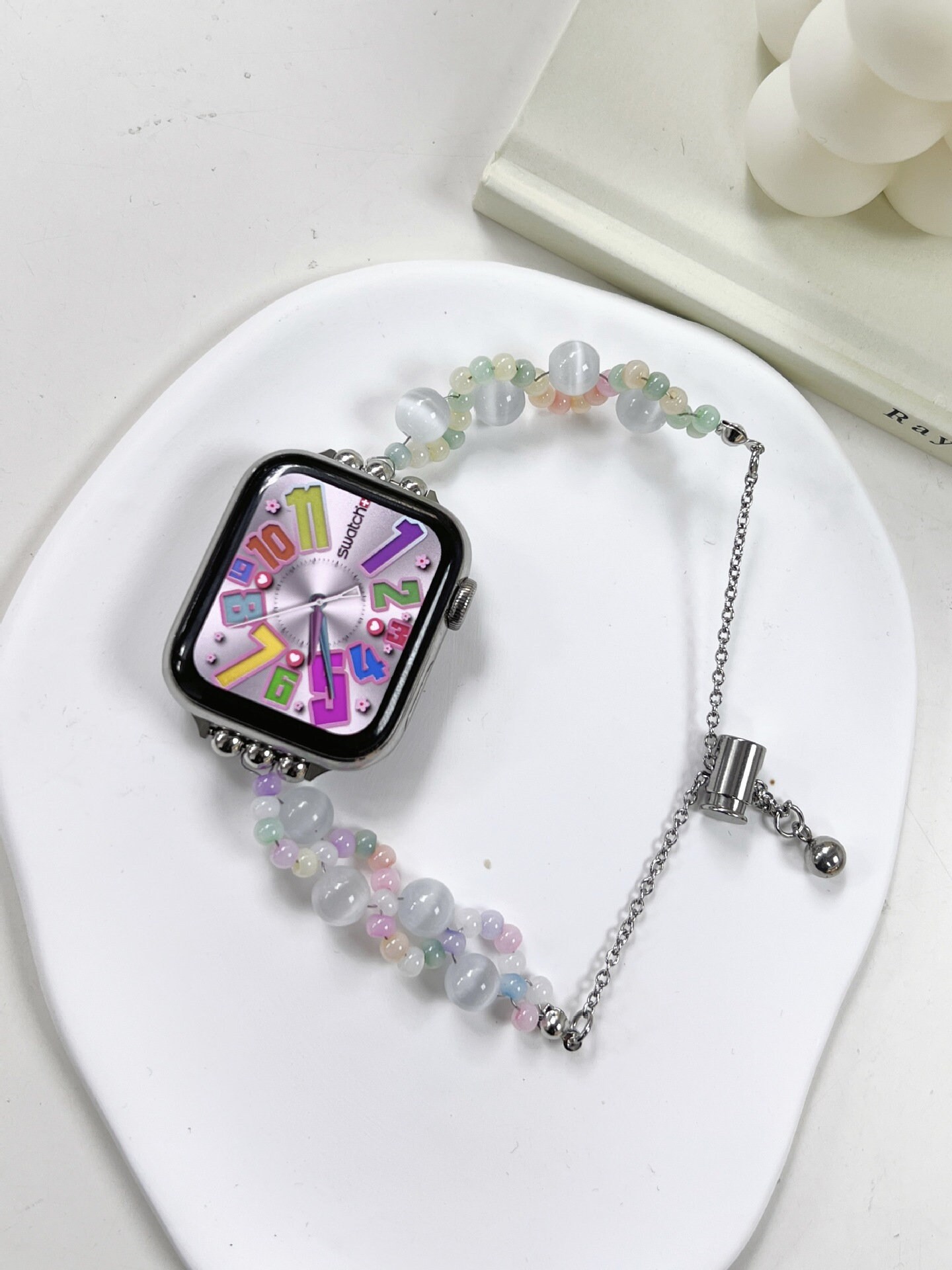 Crescent Moon Shape Apple Watch Strap, Beaded Apple Watch Band, Iwatch ...