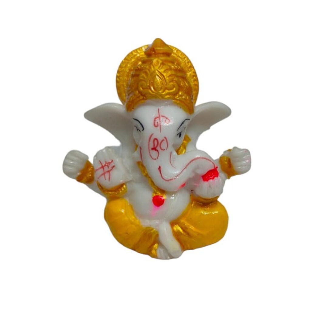 Ganesha Mukut Idol Handcrafted Handmade Marble Dust Polyresin 6 Cm ...